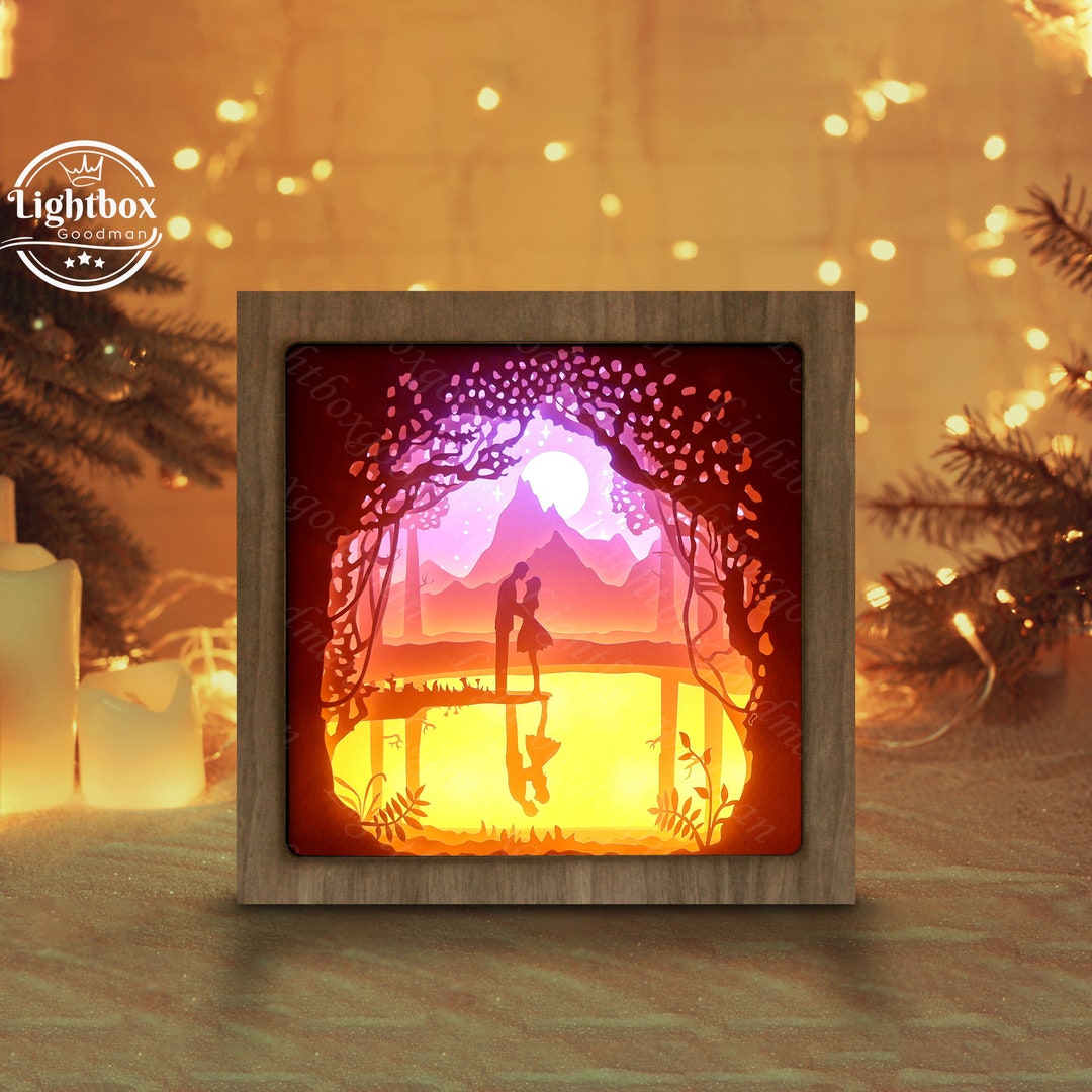 Love 8 Paper Cut Light Box Shadow Box Night Light Bedroom Shadow Box ...