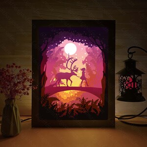 Deer 7 Shadow Box Files, Paper Cut Light Box Template Files, Shadow Box ...