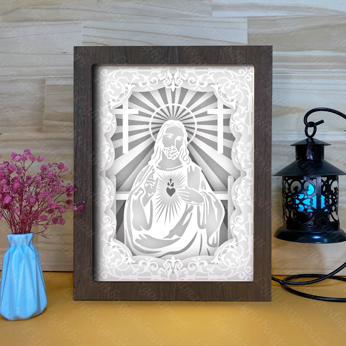 Jesus 6 Paper Cut Light Box Shadow Box Night Light Bedroom - Etsy