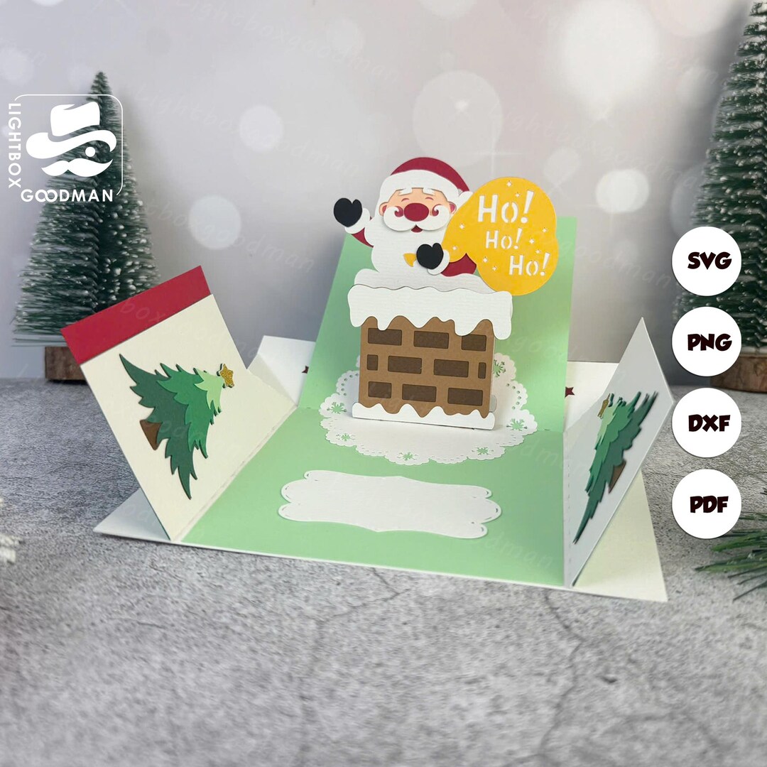 Card Santa Chimney Pop-up Christmas SVG: Paper Lantern Template ...