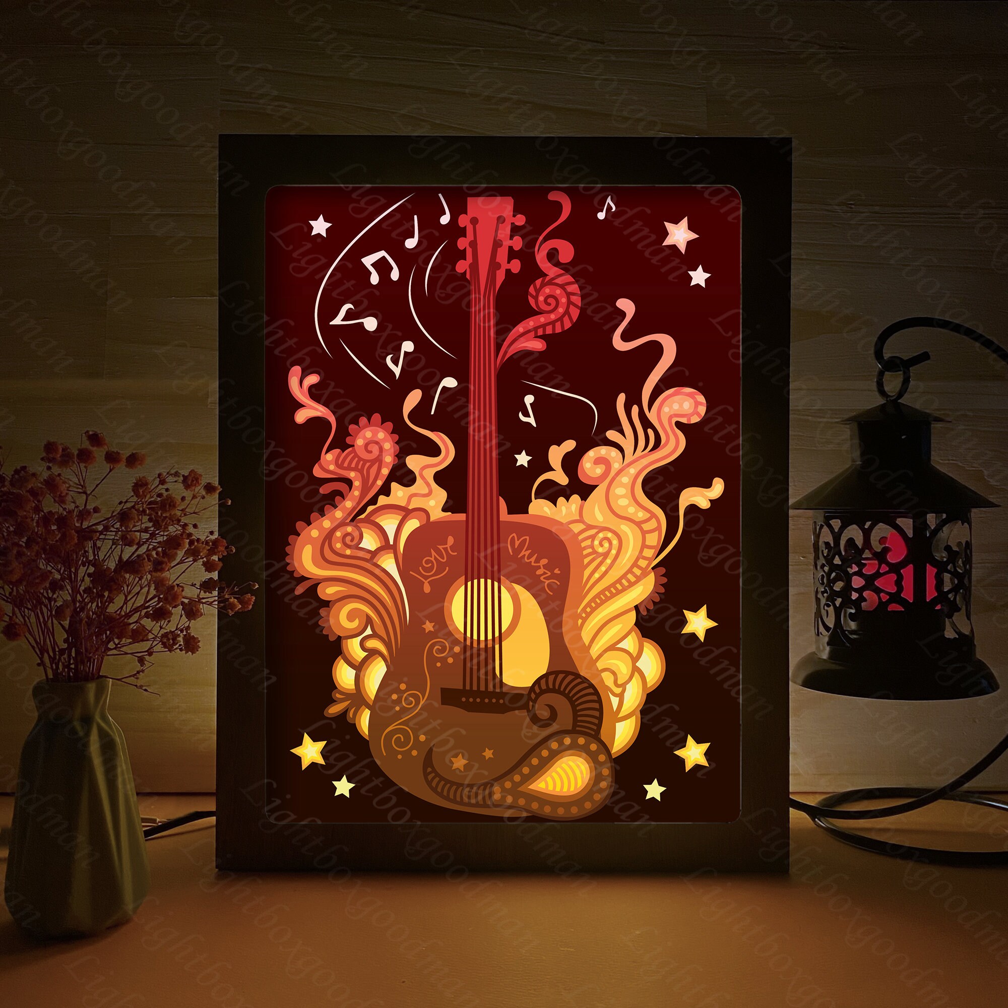 Music Shadow Box Template - Etsy