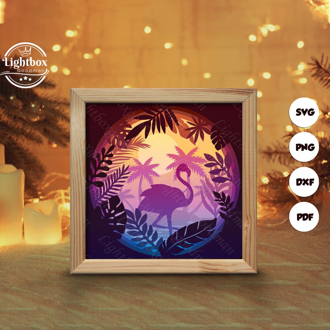 Tropical Shadow Box Files, Paper Cut Light Box Template Files, Shadow ...