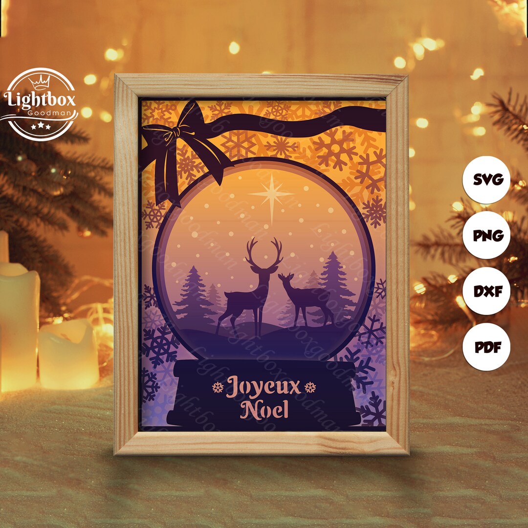 3d Joyeux Noel Silhouette, Shadow Box Templates, Paper Cut, Files for ...
