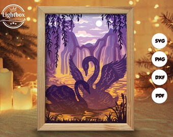 Layered Papercut, Swan SVG Paper Cut, 3D Paper Cutting Files Shadow Box ...