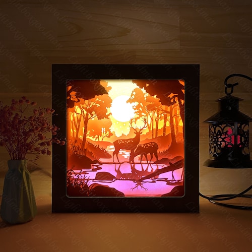 African Landscape Paper Cut Light Box Template Digital SVG - Etsy