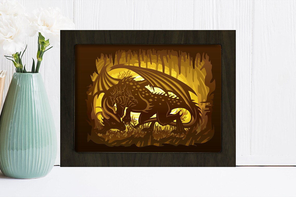 Dragon 3 Paper Cut Light Box Shadow Box Gift | Etsy