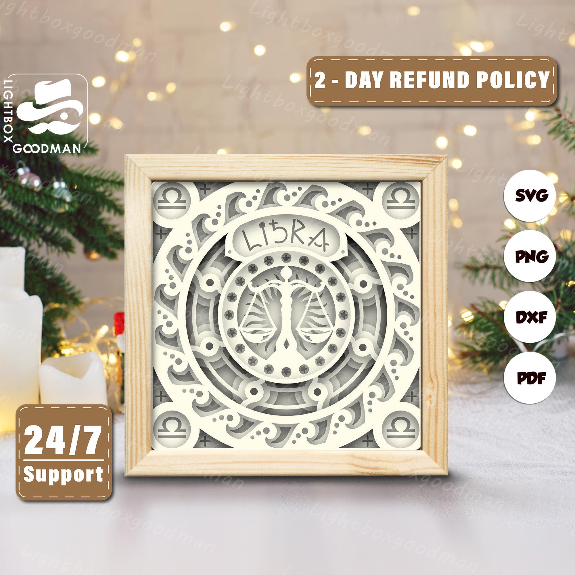 Libra Zodiac Shadow Box Template: 3D Layered Paper Cut Files - Etsy
