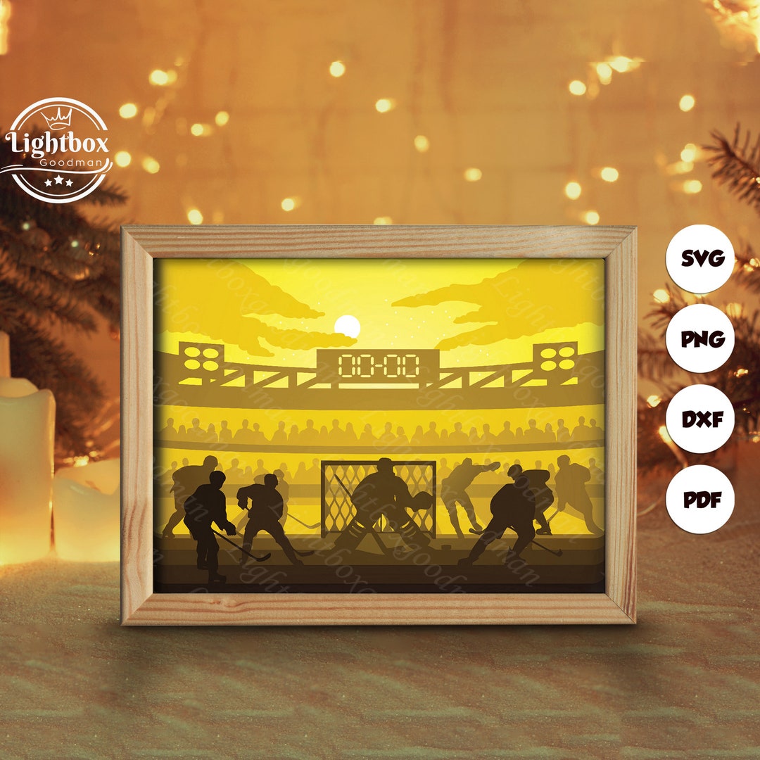 Hockey Shadow Box Files, Paper Cut Light Box Template Files, Shadow Box ...