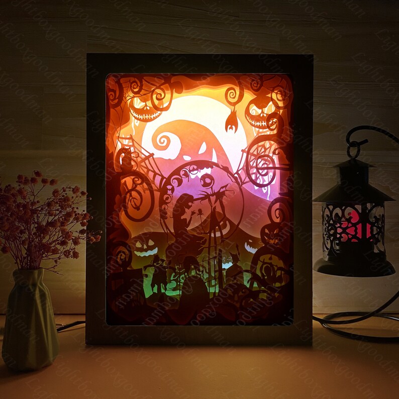 Nightmare Halloween Paper Cut Light Box Shadow Box Night - Etsy