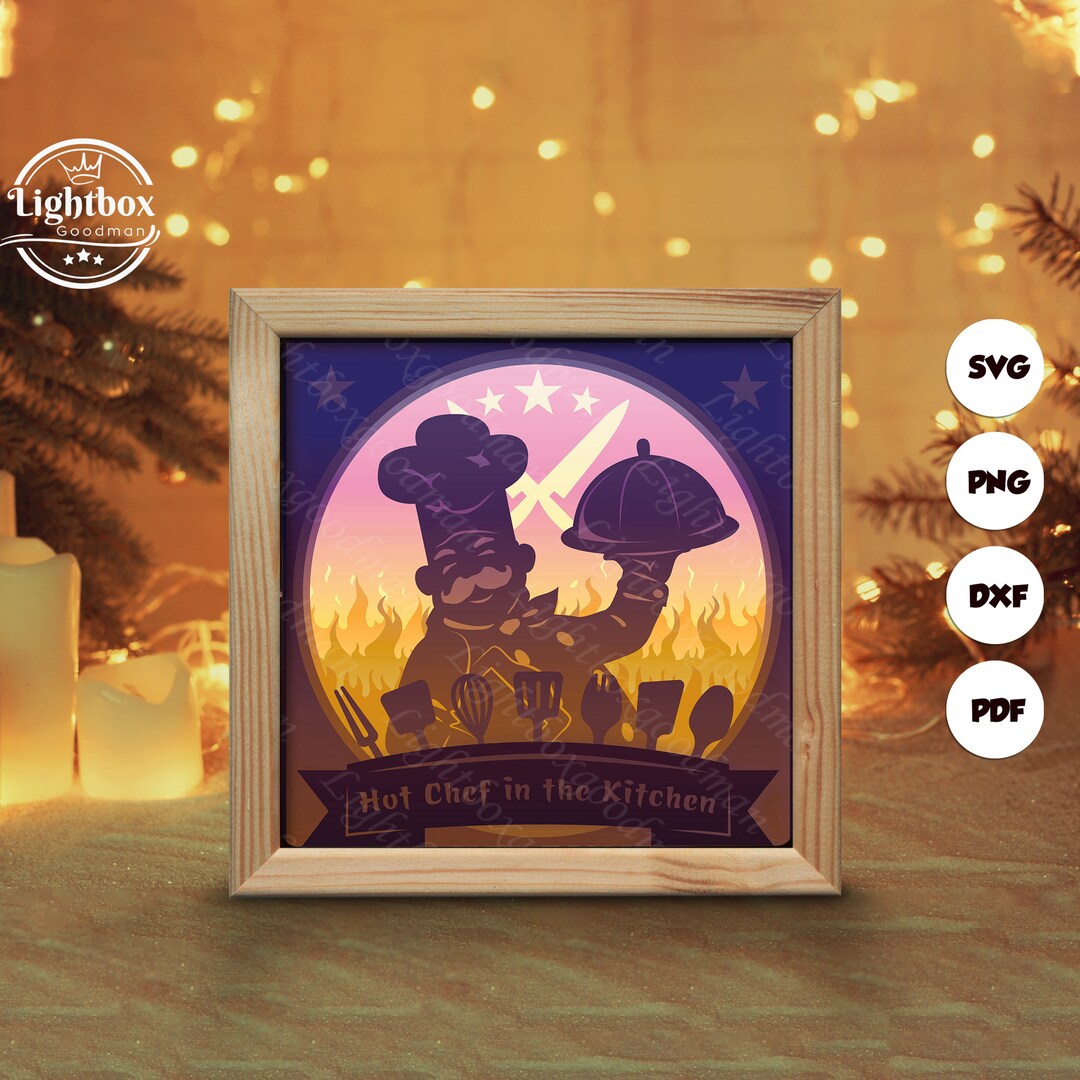 Chef 1 Shadow Box Files, Paper Cut Light Box Template Files, Shadow Box ...