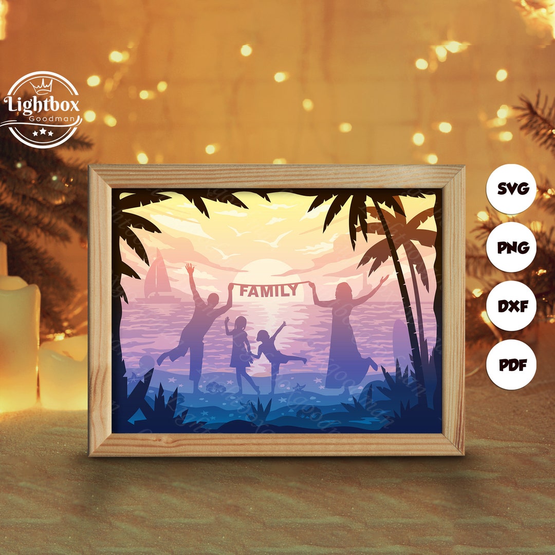 Family 3 Shadow Box Files, Paper Cut Light Box Template Files, Shadow ...