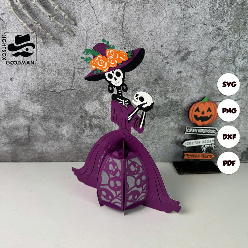 Catrina Halloween Lantern SVG: Paper Cut Template (digital Download) 2 ...
