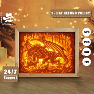 3d Dragon Silhouette, Shadow Box Templates, Paper Cut, Files for Cricut ...