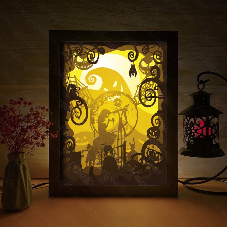 Nightmare Halloween Paper Cut Light Box Shadow Box Night - Etsy