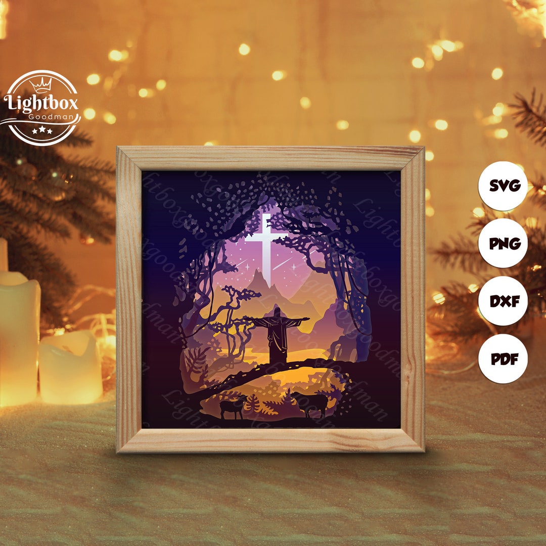 Jesus 1 Shadow Box Files, Paper Cut Light Box Template Files, Shadow ...