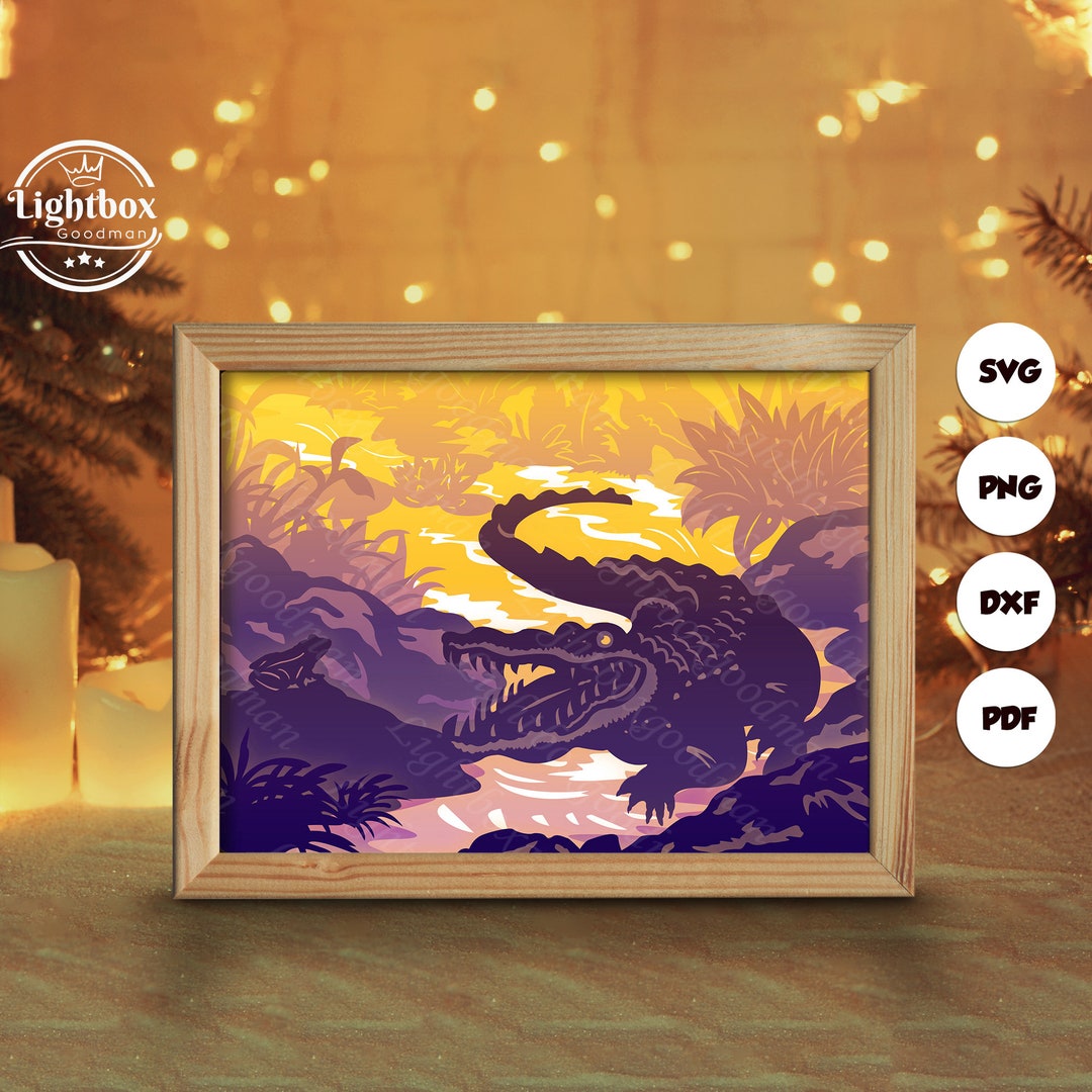 Crocodile Shadow Box Files, Paper Cut Light Box Template Files, Shadow ...