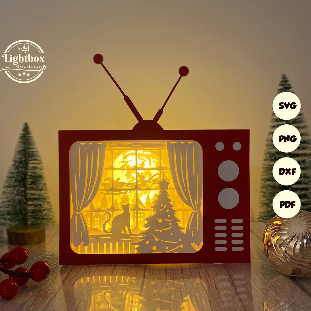Christmas Television Box Shadow Box SVG for Cricut Projects DIY ...