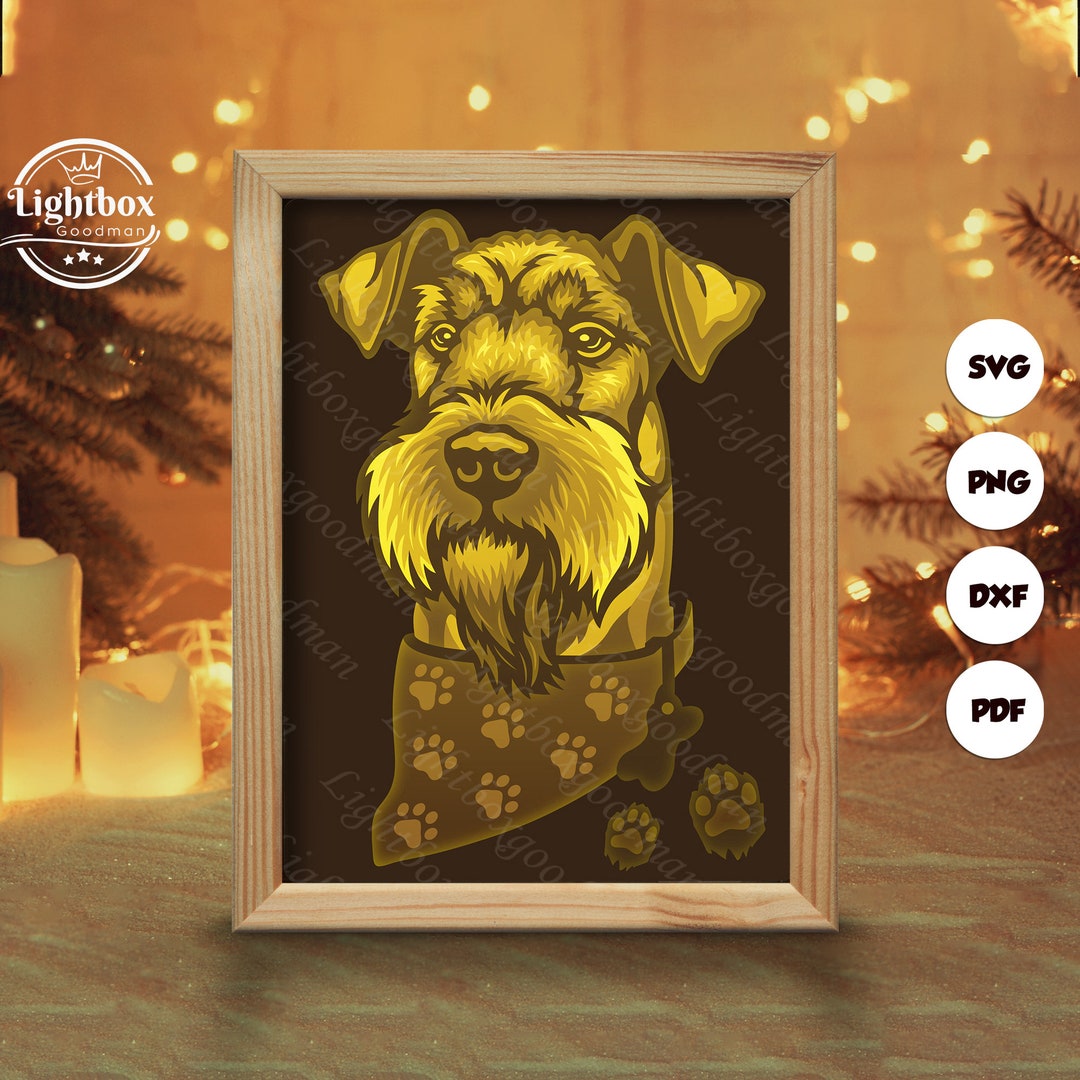 3d Airedale Terrier Silhouette, Shadow Box Templates, Paper Cut, Files ...