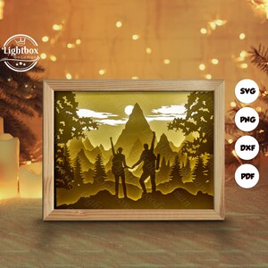 Hike A Mountain 2 Shadow Box Files, Paper Cut Light Box Template Files ...