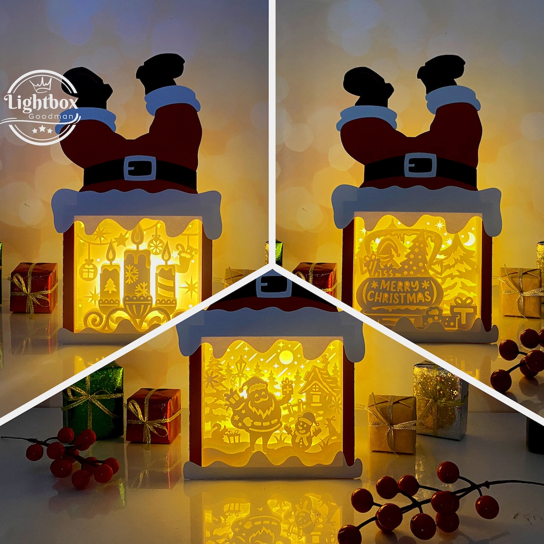 Pack 3 Christmas 2 Santa Box Shadow Box SVG for Cricut Projects DIY ...