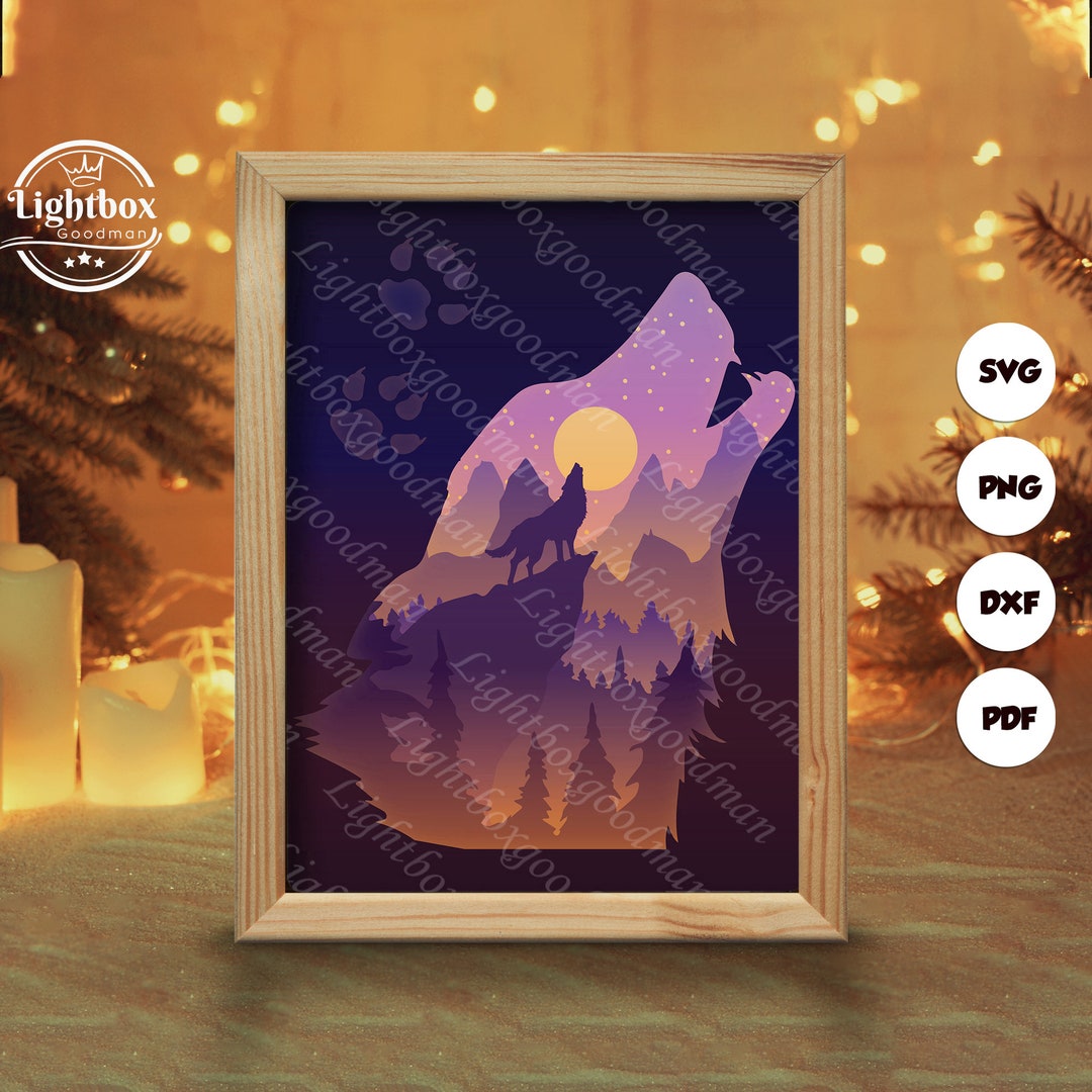 Wolf Shadow Box Files, Paper Cut Light Box Template Files, Shadow Box Paper Cut, 3D Papercut ...