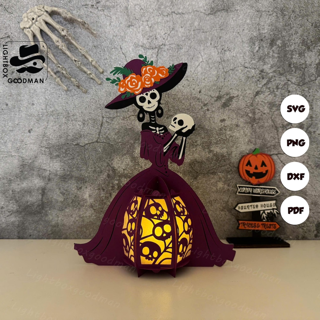 Catrina Halloween Lantern SVG: Paper Cut Template (digital Download) 2 ...