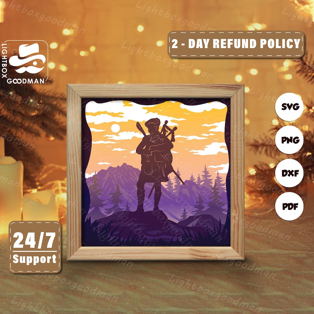 3d Bagpipe Player Silhouette, Shadow Box Templates, Paper Cut, Files ...