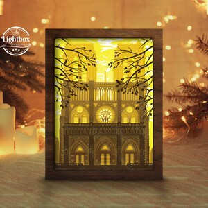 Notredame De Paris Paper Cut Light Box, Shadow Box, Night Light Bedroom ...