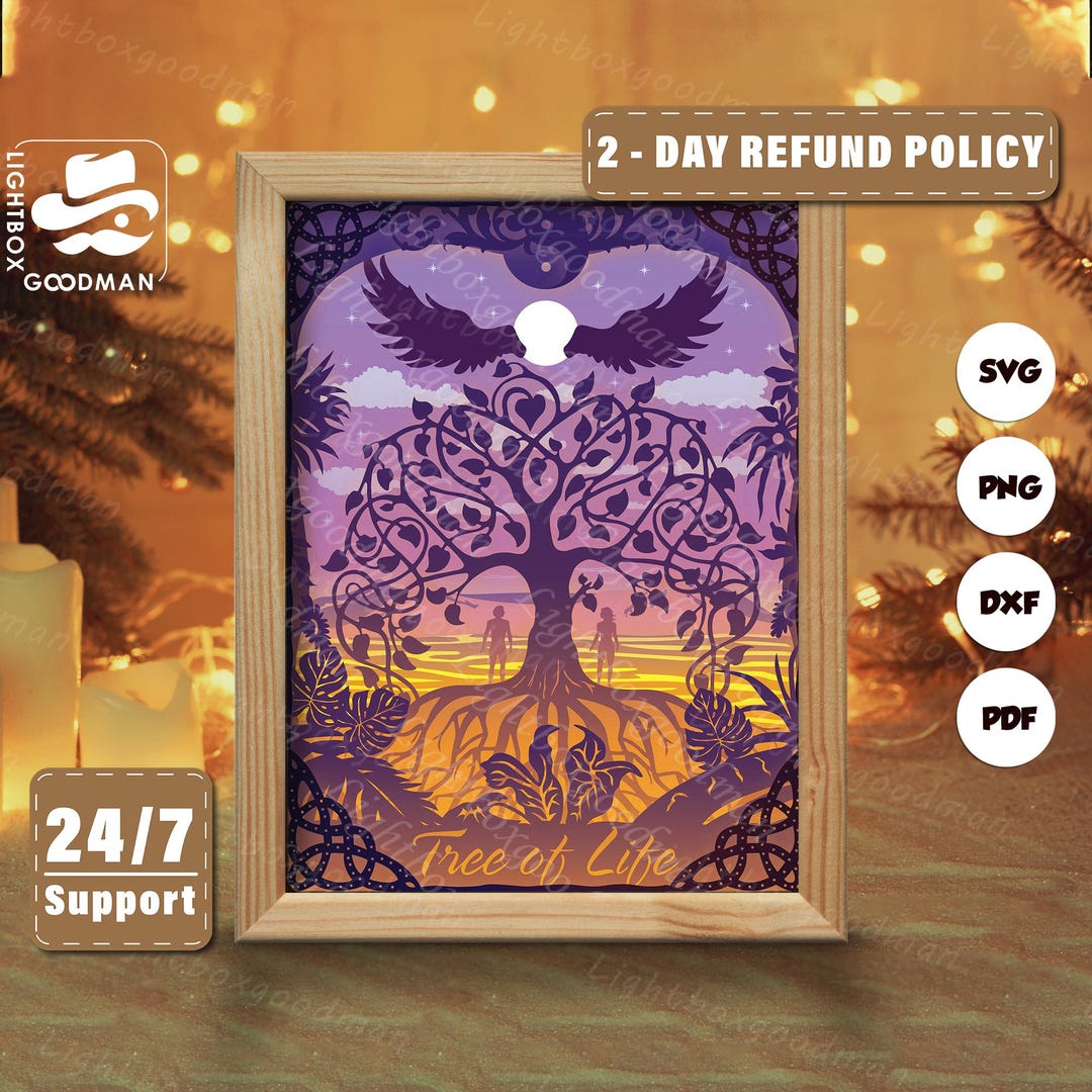 3d Tree of Life Silhouette, Shadow Box Templates, Paper Cut, Files for ...