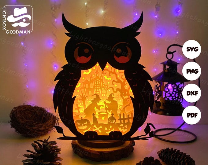 Witch Paper Cut Lamp SVG File- Halloween Paper Lanterns- Paper Cutting ...