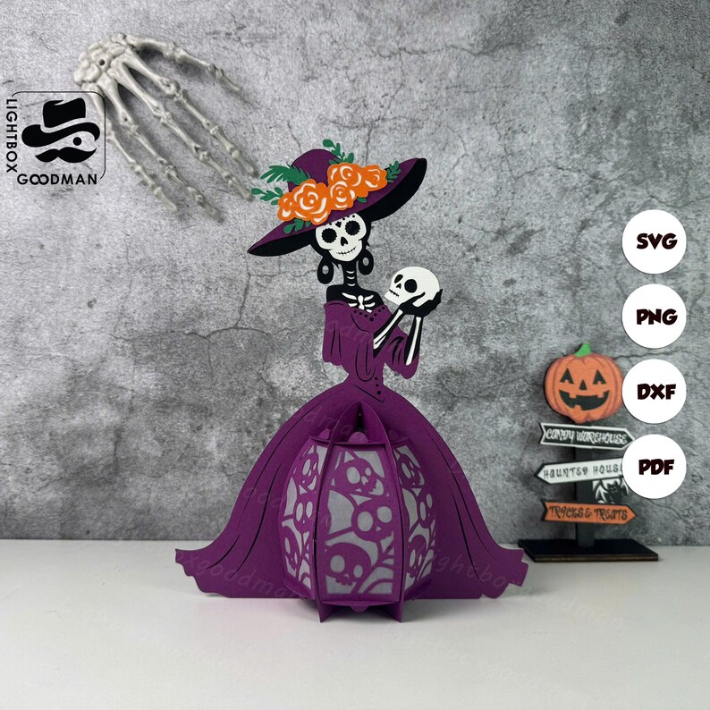 Catrina Halloween Lantern SVG: Paper Cut Template (digital Download) 2 ...