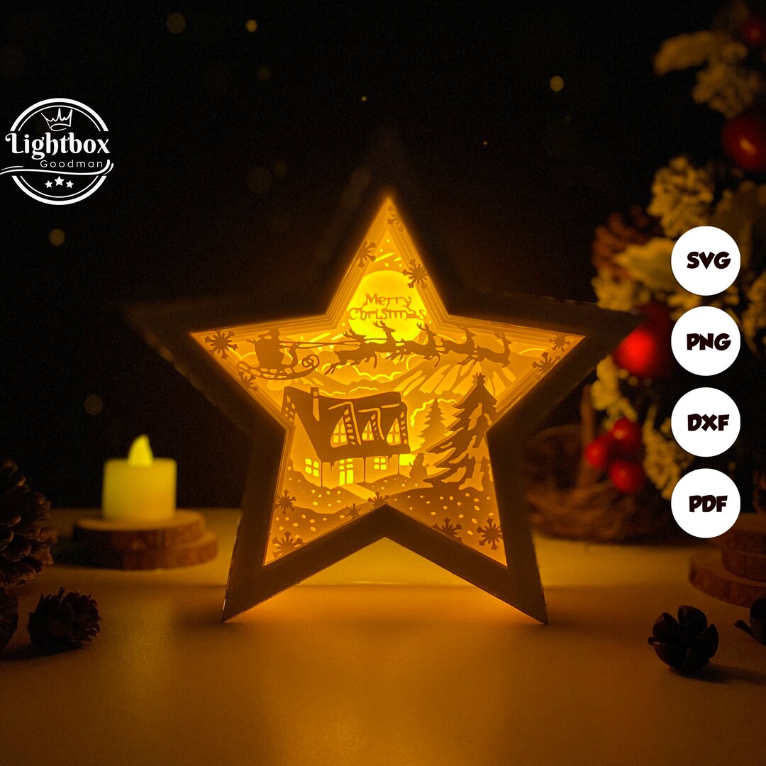 Merry Christmas Village Star Shadow Box SVG for Cricut Projects DIY ...