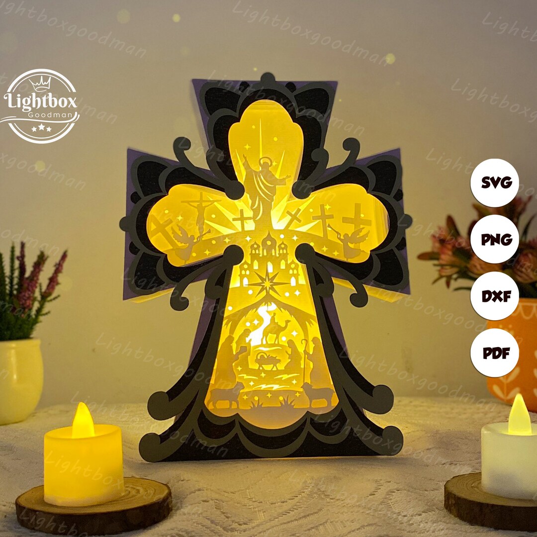 Crucifixion and Resurrection of Christ in Cross Lantern SVG - Easter ...