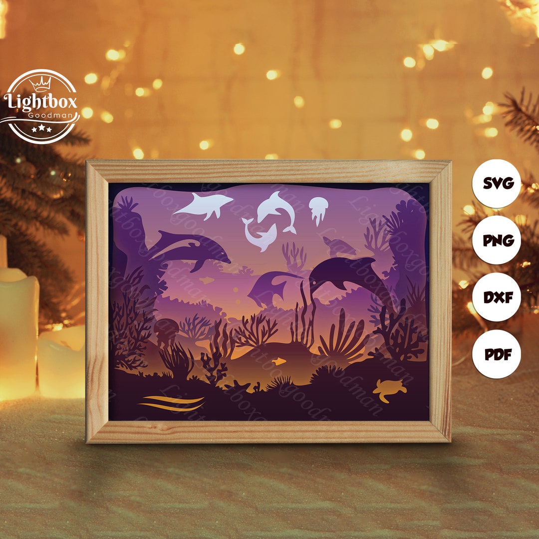 Simple Seabed Shadow Box Files, Paper Cut Light Box Template Files ...