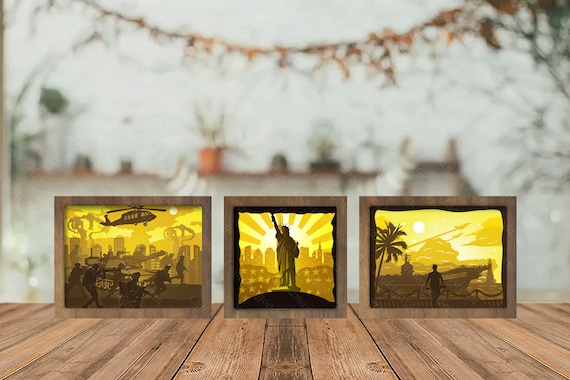 Combo 3 Templates US Military Paper Cut Light Box Template | Etsy