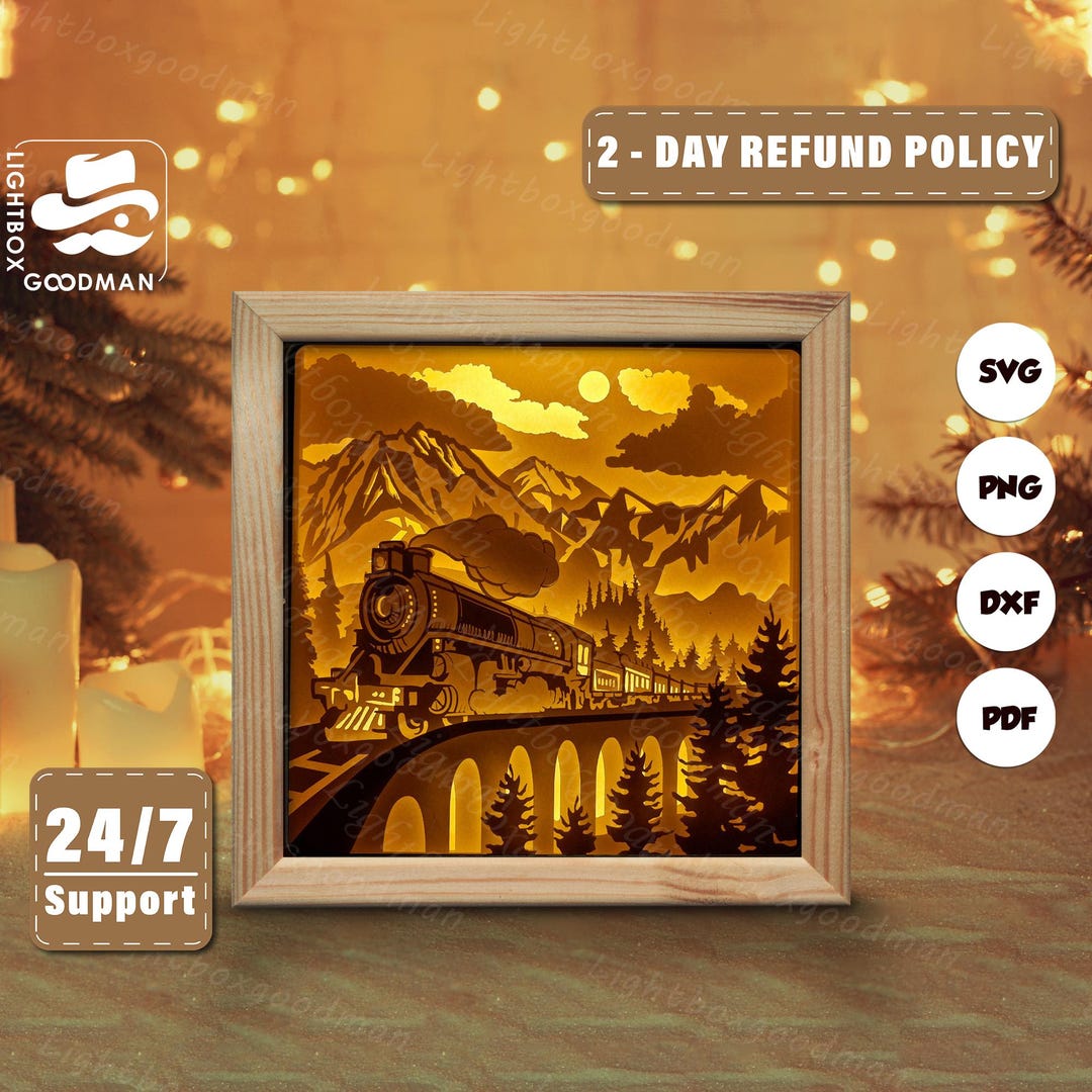 3d Old Train Silhouette, Shadow Box Templates, Paper Cut, Files for ...