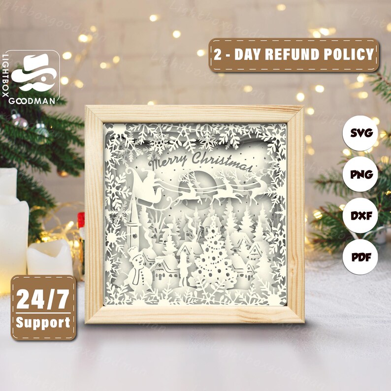 3D Christmas Shadow Box SVG: Layered Paper Cut Template (digital ...