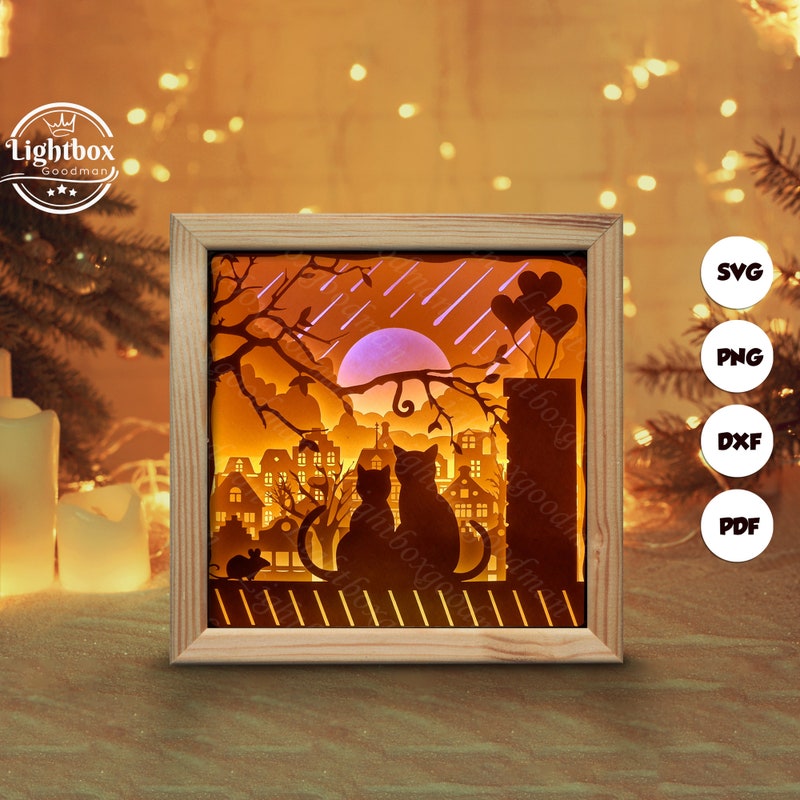 Cats Shadow Box Svg - Etsy