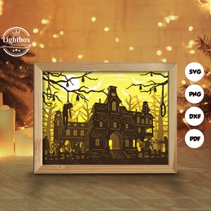 Haunted Castle Shadow Box Files, Paper Cut Light Box Template Files ...