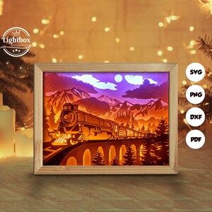 Old Train 1 Shadow Box Files, Paper Cut Light Box Template Files ...