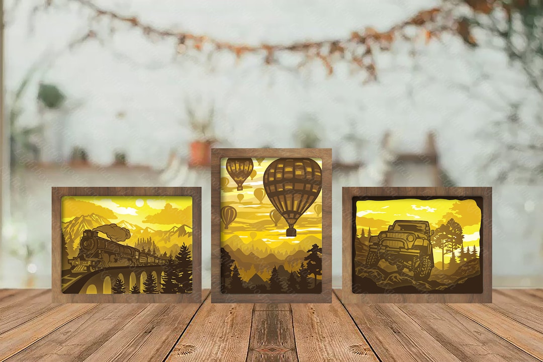 Combo 3 Templates Landscape 4 Paper Cut Light Box Template, Shadow Box ...
