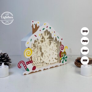 Reindeer Gingerbread House Box Shadow Box SVG for Cricut Projects DIY ...