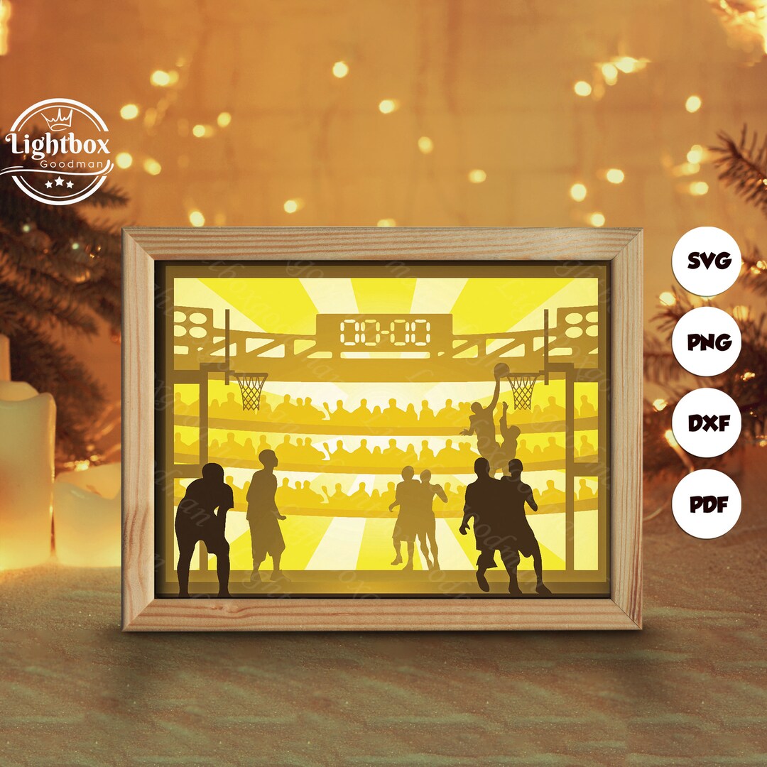 Basketball Shadow Box Files, Paper Cut Light Box Template Files, Shadow ...