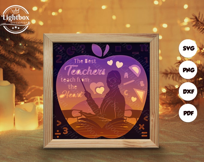 Teacher Gift/ Teacher With Students, 3D Paper Cut Light Box Template ...