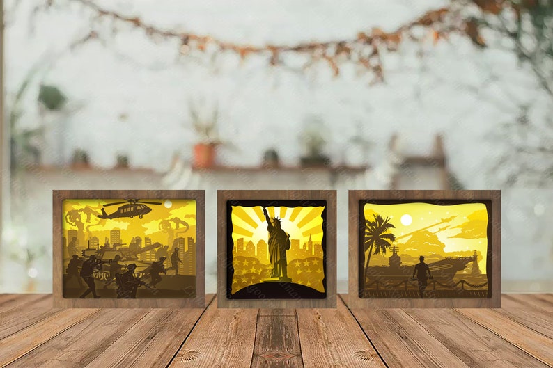 Combo 3 Templates US Military Paper Cut Light Box Template | Etsy
