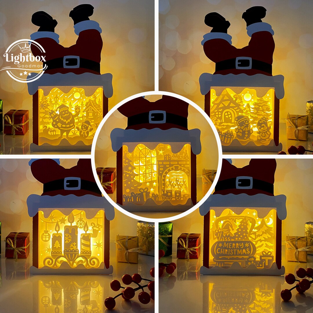 Pack 5 Christmas Santa Box Shadow Box SVG for Cricut Projects DIY ...