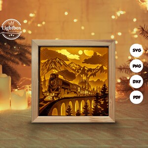 3d Old Train Silhouette, Shadow Box Templates, Paper Cut, Files for ...