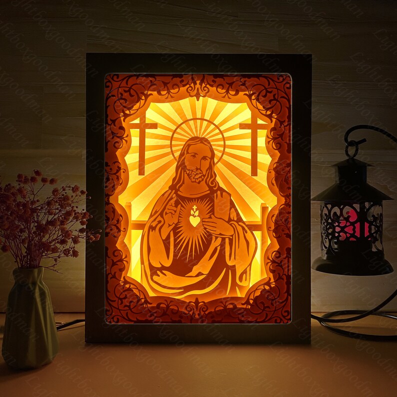 Jesus 6 Paper Cut Light Box Shadow Box Night Light Bedroom - Etsy