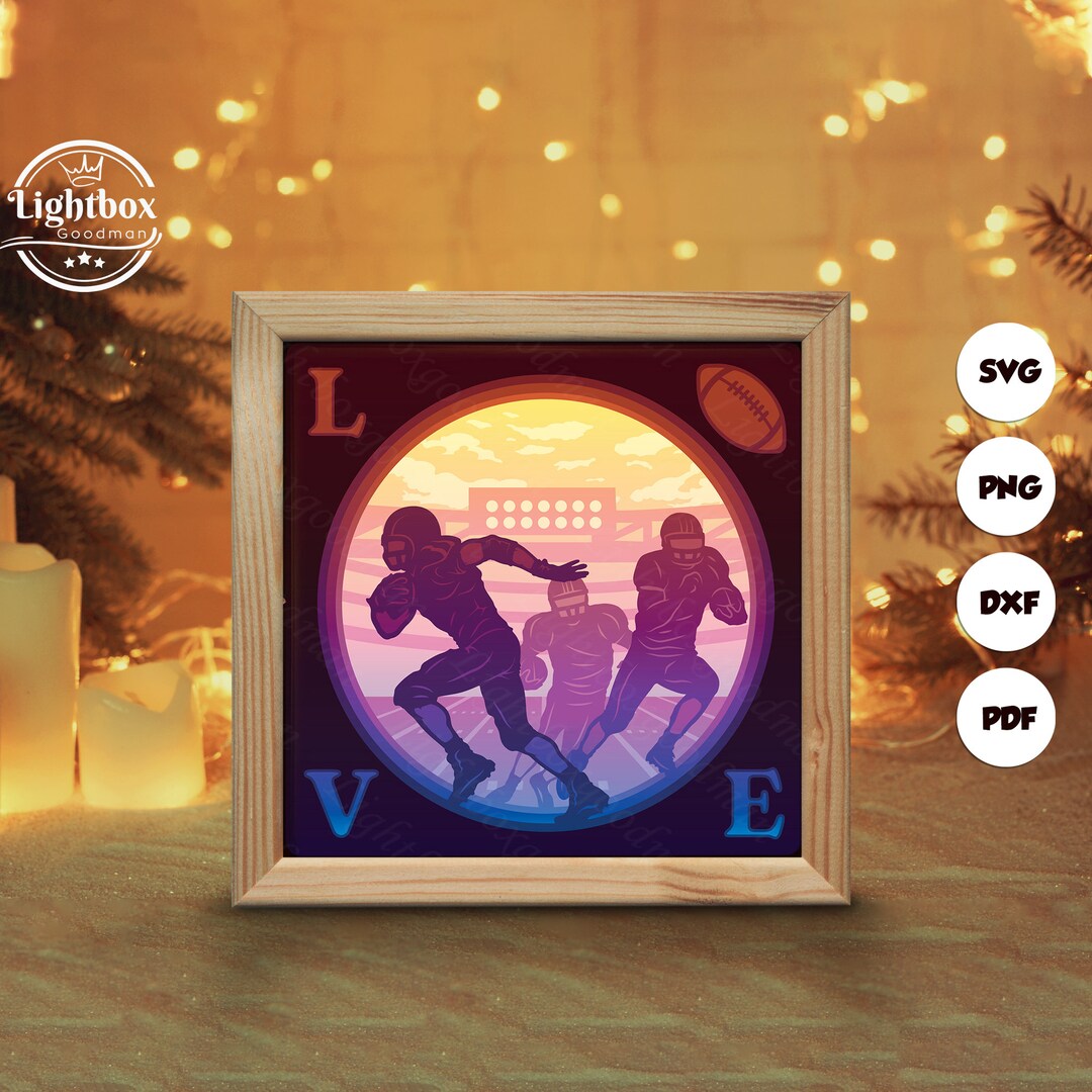 American Football 2 Shadow Box Files, Paper Cut Light Box Template ...