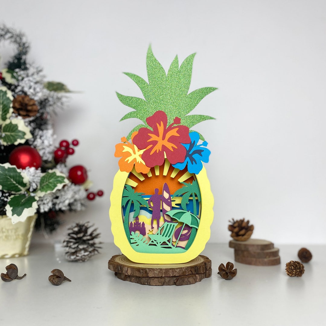 Vacation Shadow Box Svg, Vacation Pineapple Svg, Pineapple Paper ...
